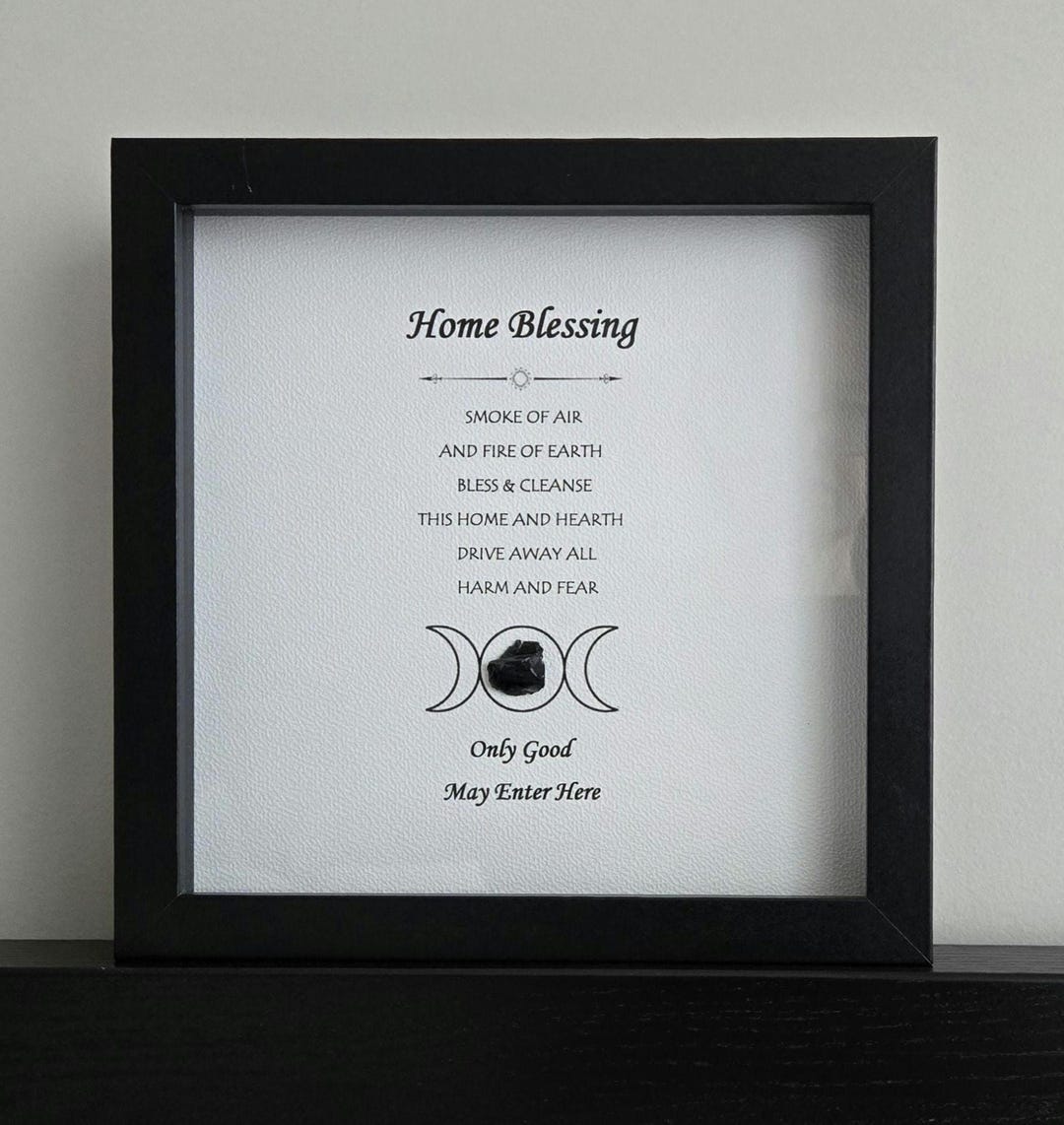 Old Pagan House Blessing Crystal Wall Art, 8.75"x 8.75" Black Wood ...