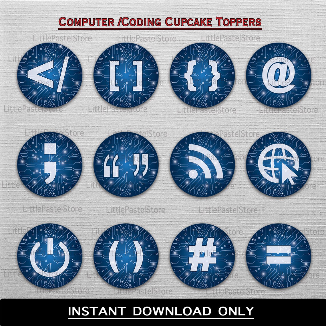 Computer Theme Cupcake Toppers, Coding Theme Party Cupcake Toppers ...