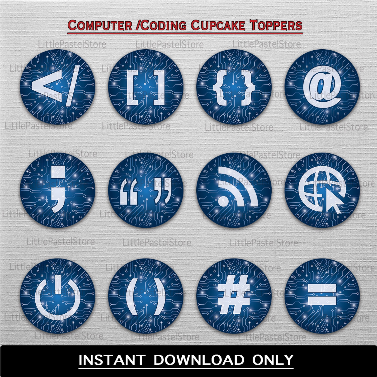 Computer Theme Cupcake Toppers, Coding Theme Party Cupcake Toppers ...