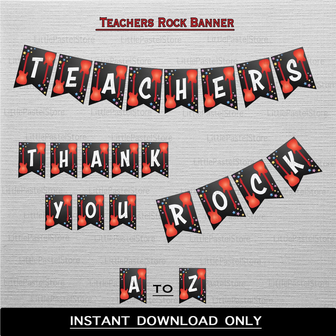Rock Star Theme Banner, Teachers Rock Banner, Teachers Appreciation ...
