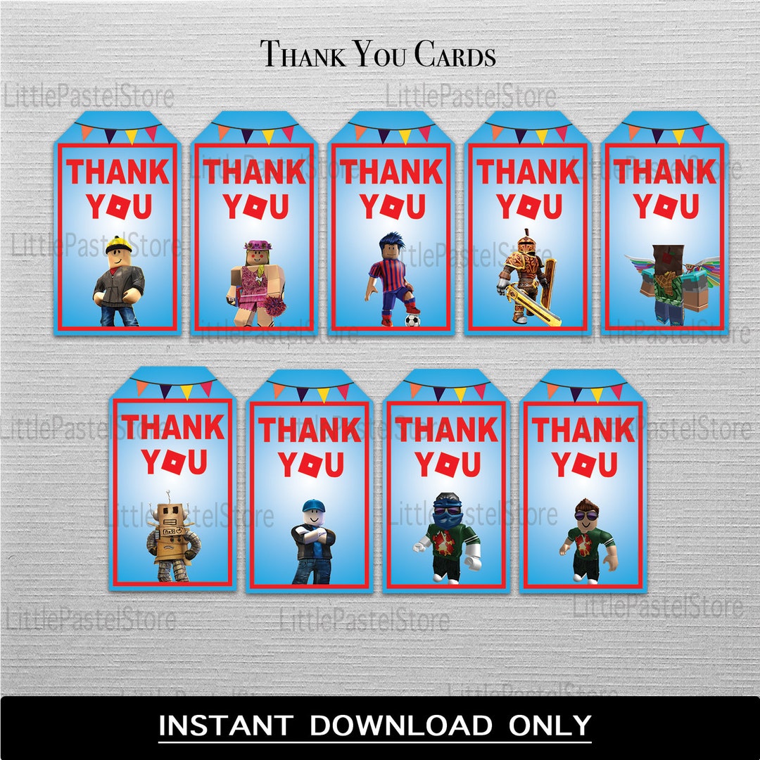 Roblox Thank You Cards. Roblox Favors Labels - Etsy