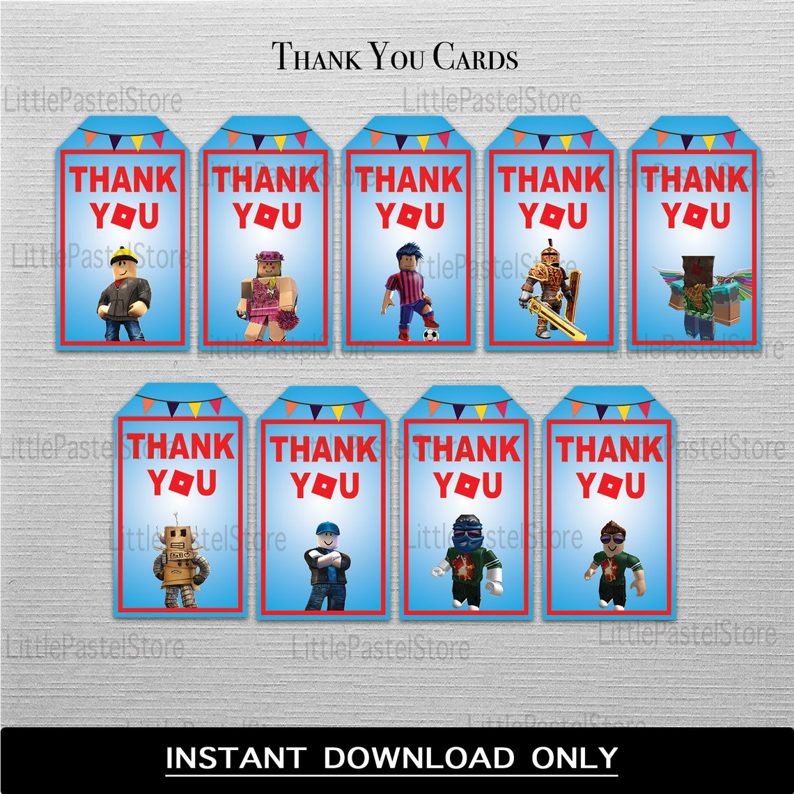 Roblox Thank You Cards. Roblox Favors Labels - Etsy