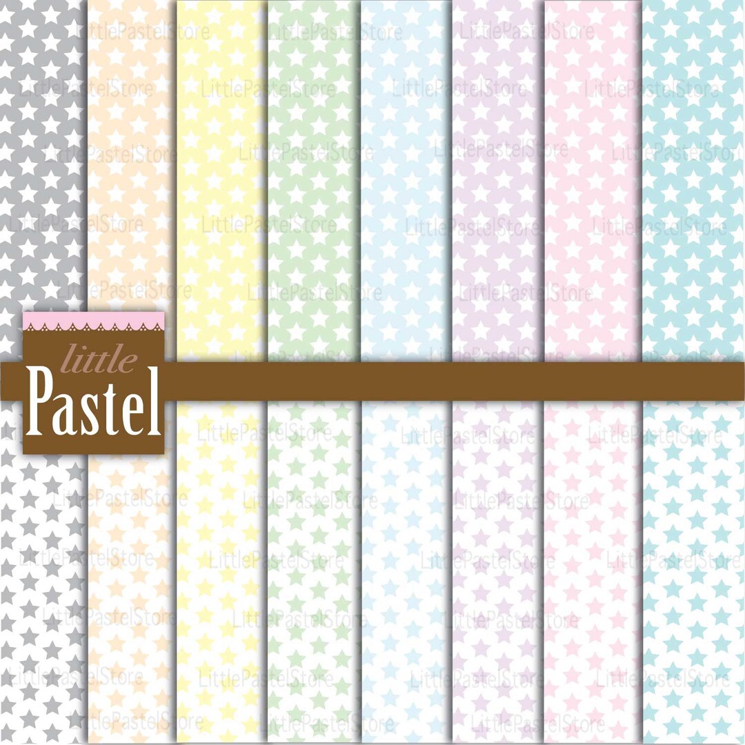 Pastel Stars Printable Sheets,12"x12" Pastel Color Stars Digital Paper ...