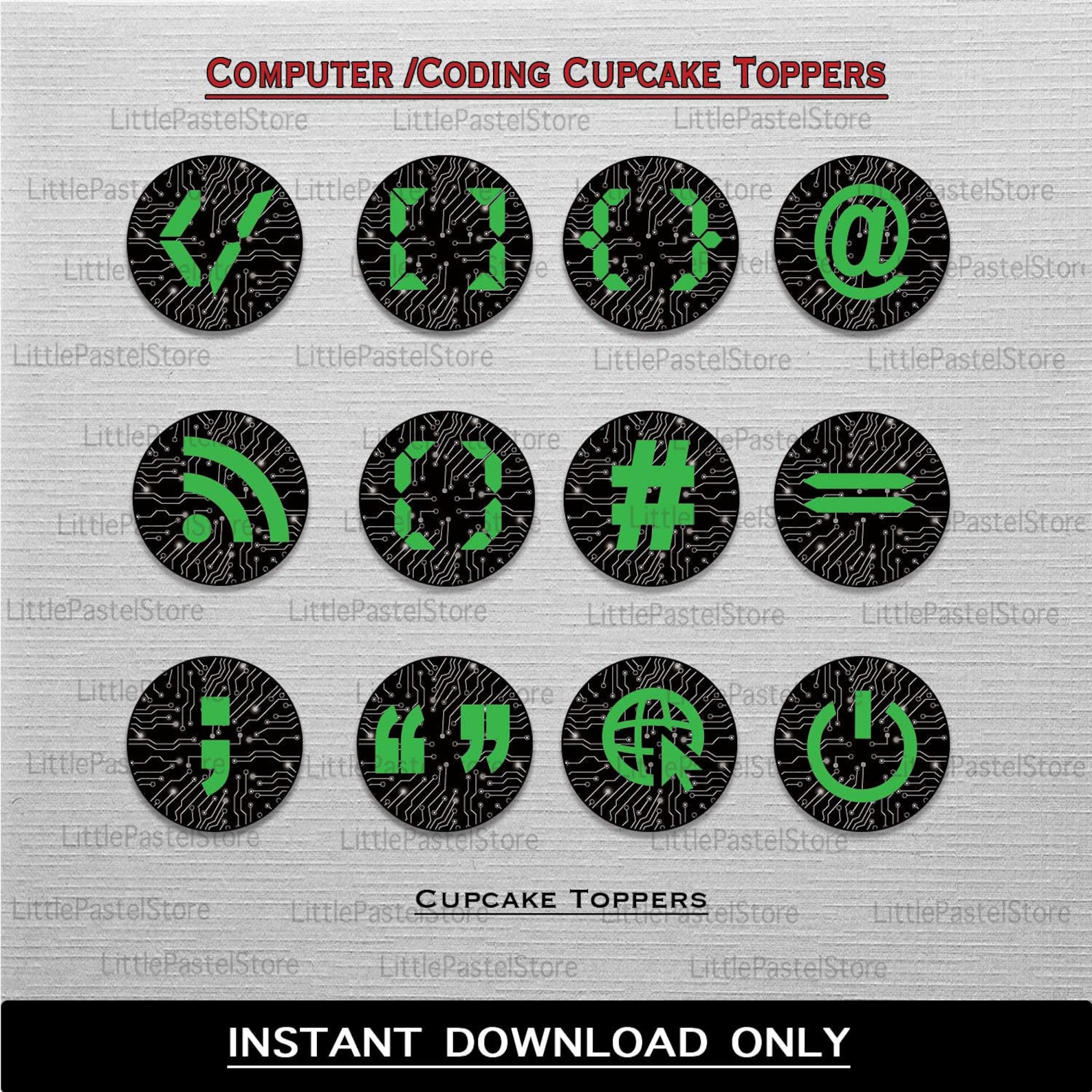 Computer Theme Cupcake Toppers, Coding Theme Party Cupcake Toppers ...