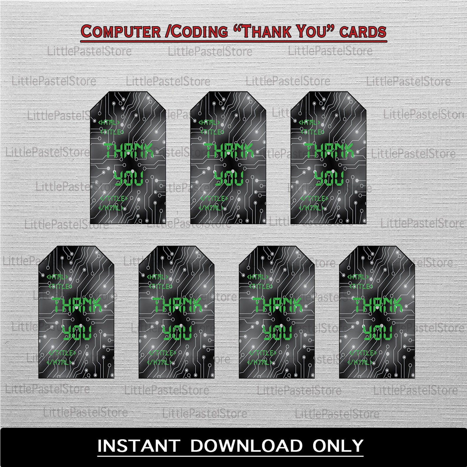 Computer Theme Thank You Card, Coding Theme Party, Programmer Theme ...
