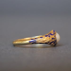 Antique Victorian Era Blue Enamel Pinky Ring With Pearl in 18ct Gold - Etsy