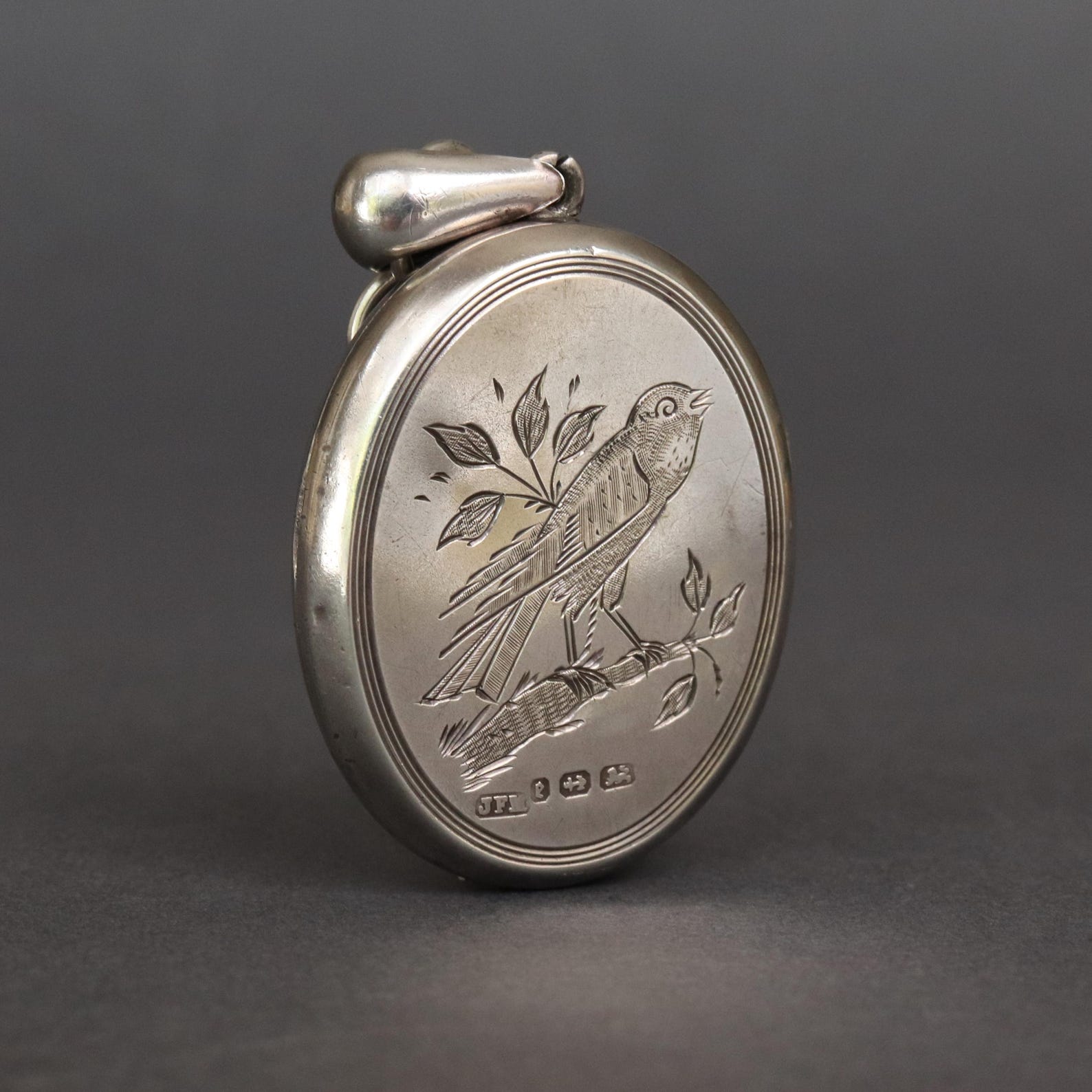 Antique Aesthetic Movement Enamel Locket Pendant in Sterling Silver ...