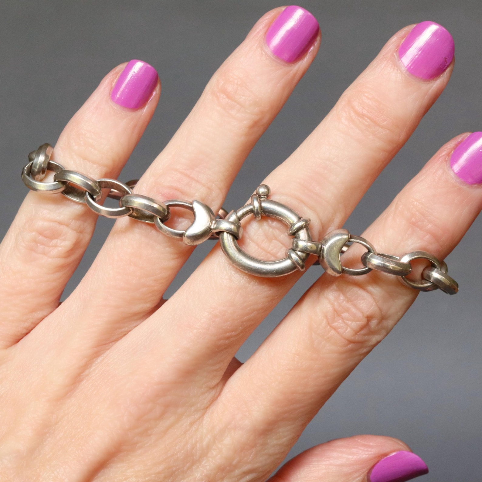 Vintage Italian Heavy Oval Belcher Link Bracelet With Lifebuoy Clasp in ...