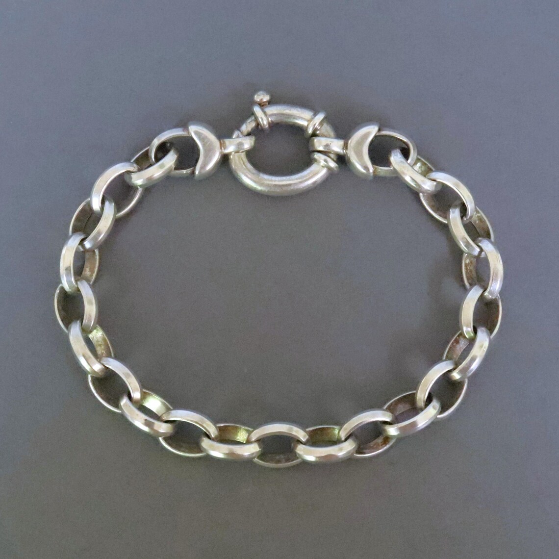 Vintage Italian Heavy Oval Belcher Link Bracelet With Lifebuoy Clasp in ...