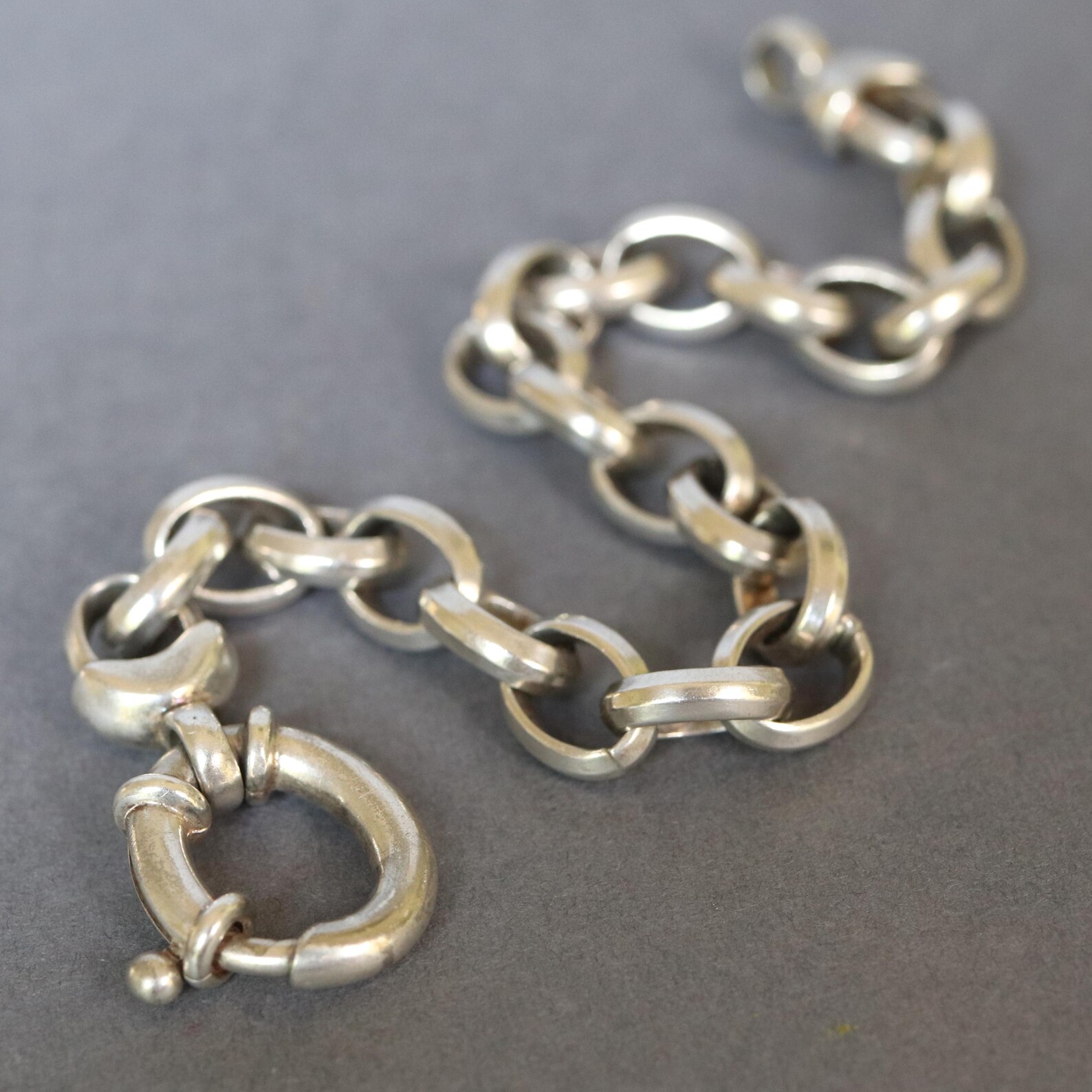 Vintage Italian Heavy Oval Belcher Link Bracelet With Lifebuoy Clasp in ...