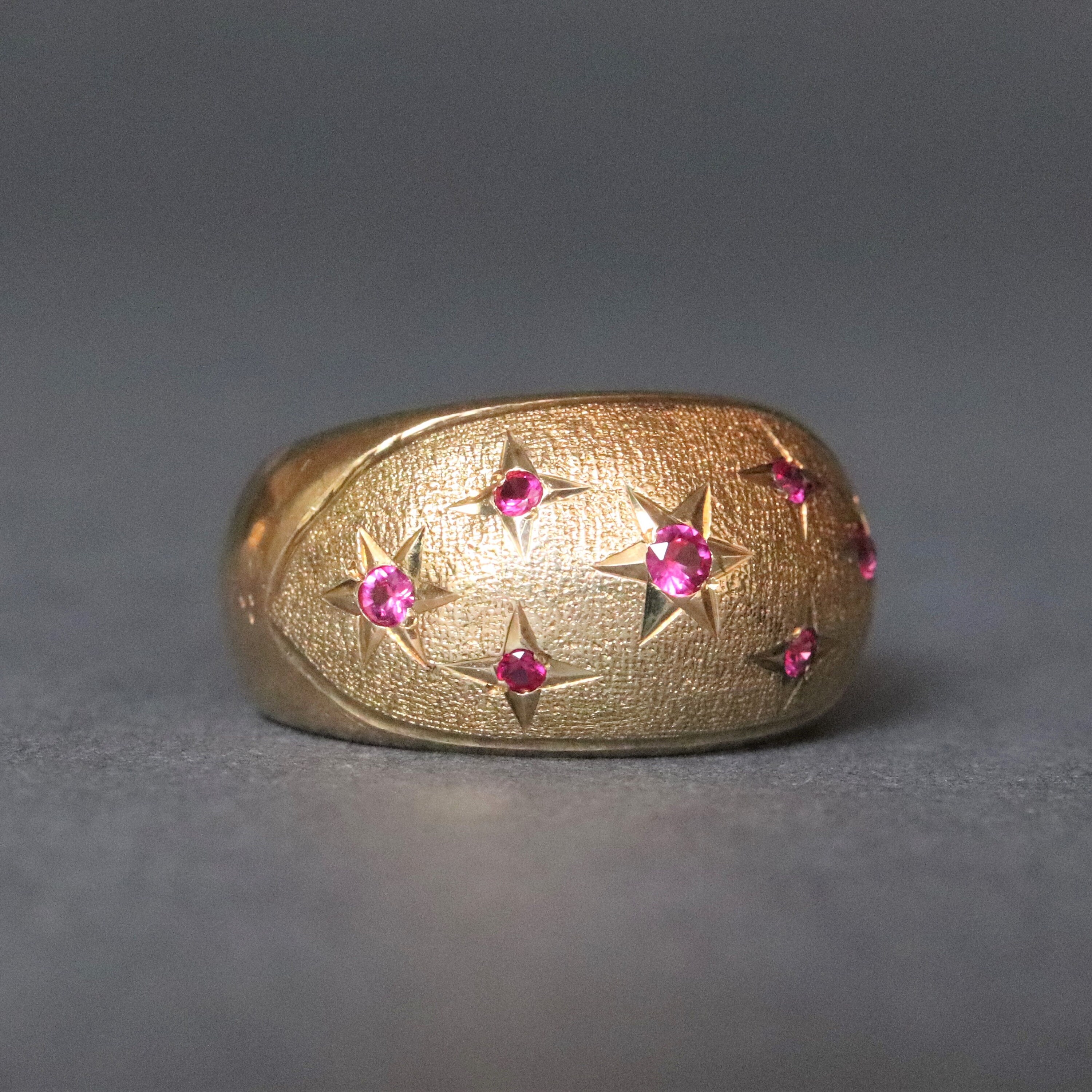 Vintage Mid-century Bombe Dome Ring With Pink Spinels in Star Setting ...