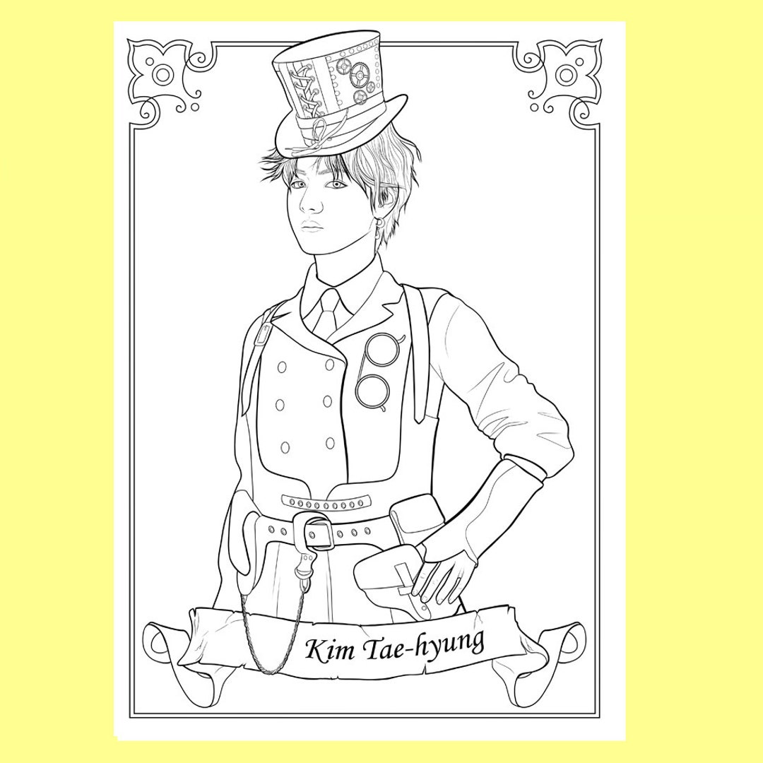 BTS Kpop Adult COLORING Book Beautiful Characters 7 Artworks Greyscale ...