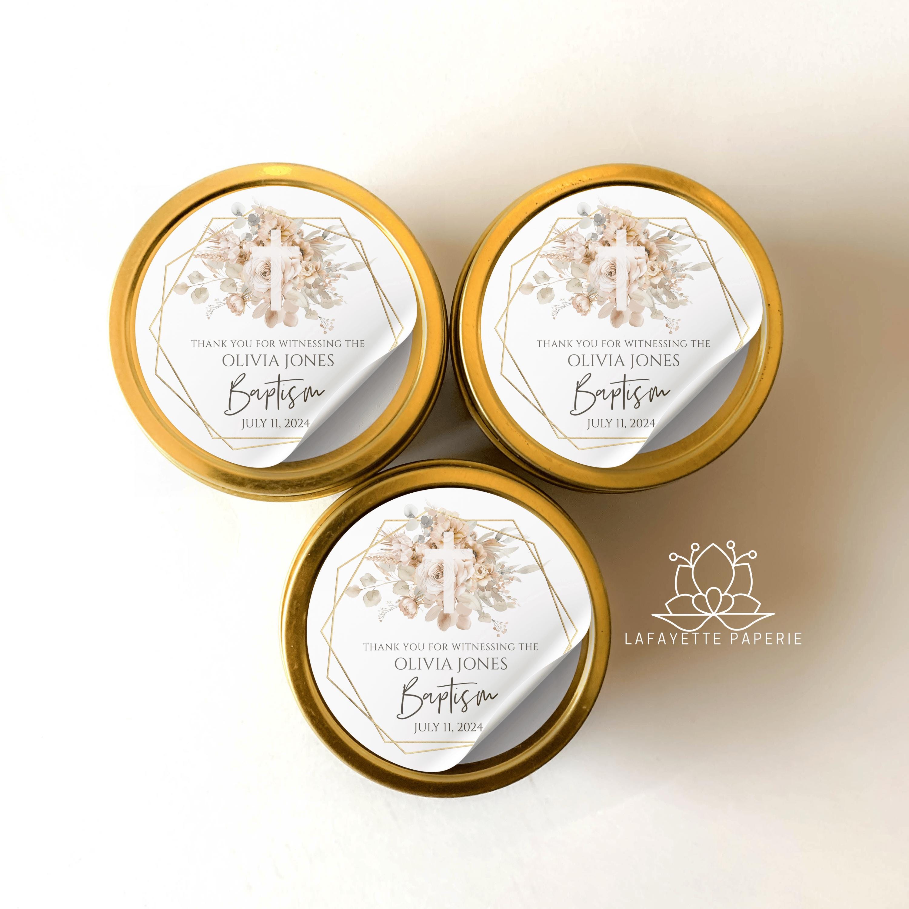 Baptism Label, Thank You Stickers, Boho Sticker, Personalize Label ...