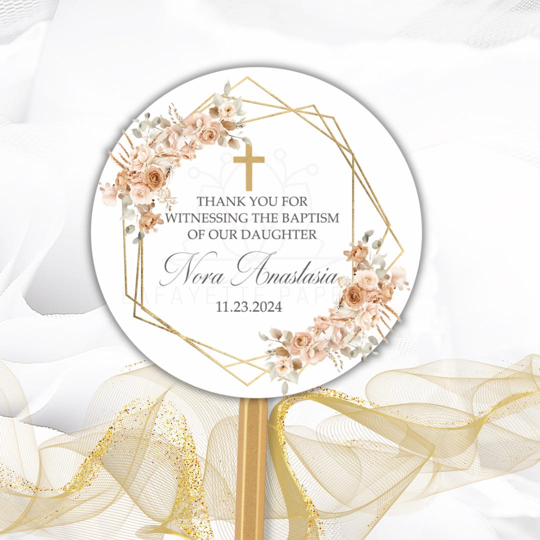 Baptism Label, Thank You Stickers, Boho Sticker, Personalize Label ...