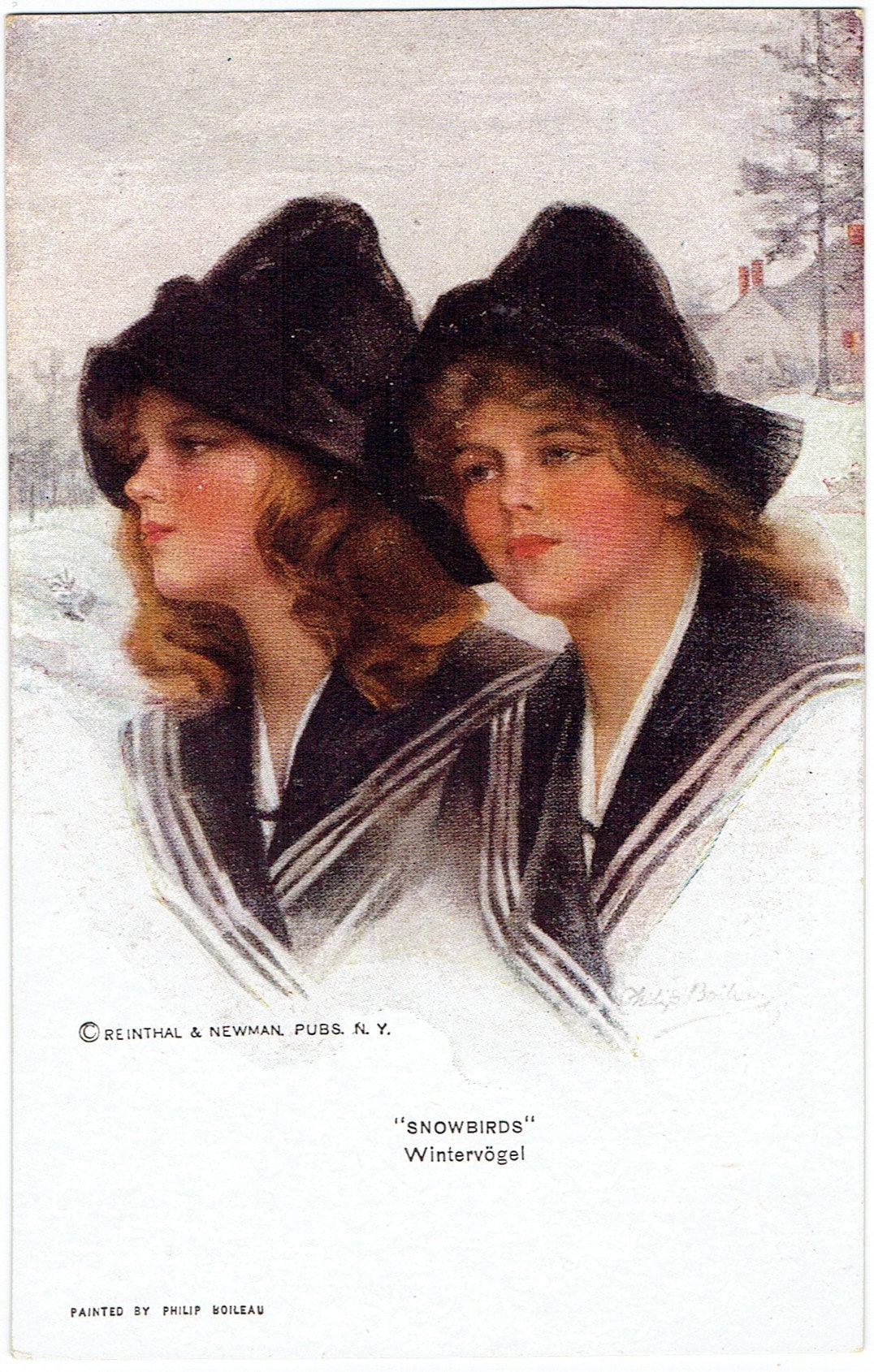 Philip Boileau Artist Signed 1900's Glamour Postcard Young Ladies in ...