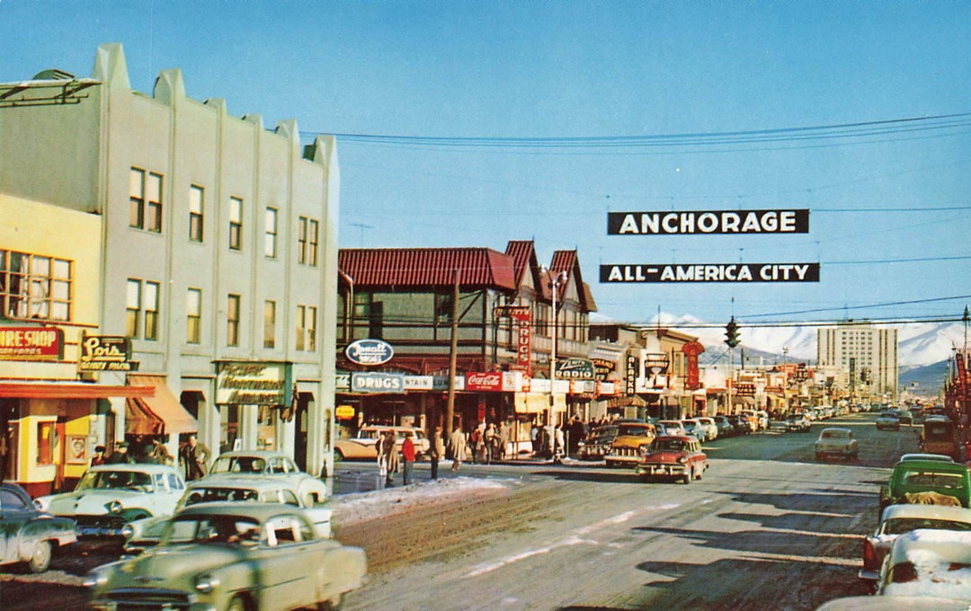 Anchorage Alaska Chrome Postcard Fourth Avenue Street Scene USA - Etsy