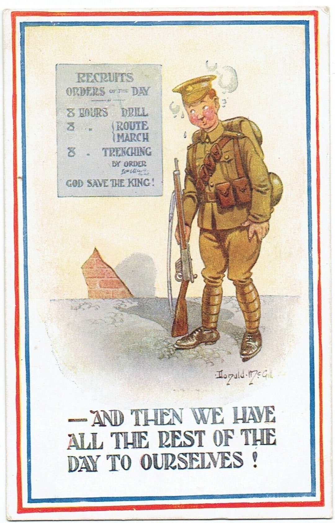 Donald Mcgill WWI Comic Postcard Soldier 'the Rest of the Day to ...