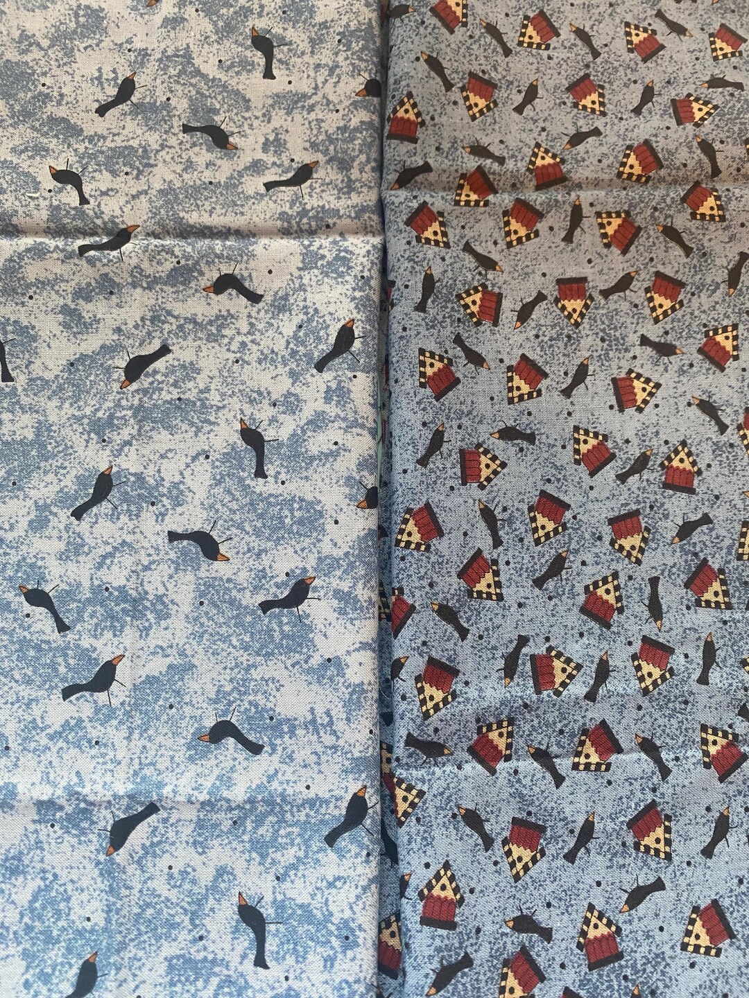 Debbie Mumm Fabric. Black-birds and Bird House Coordinating Cotton ...