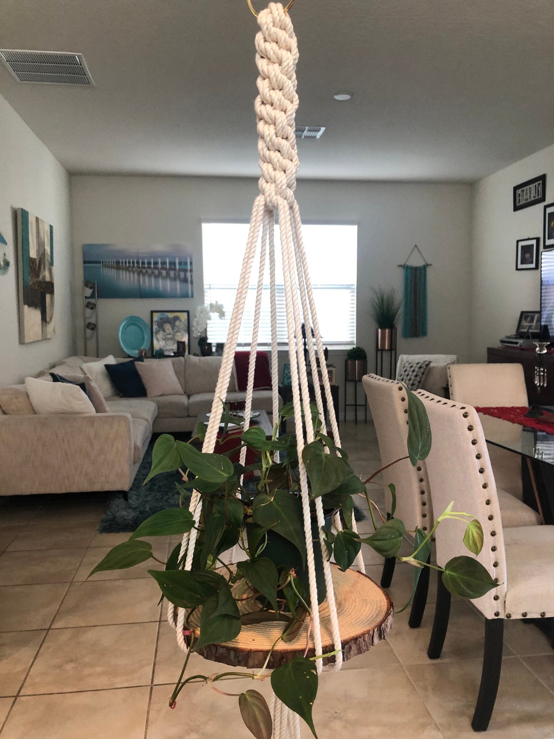 Macrame Plant Hanger With Wood, Macrame Hanging Shelf, Macrame Shelf ...