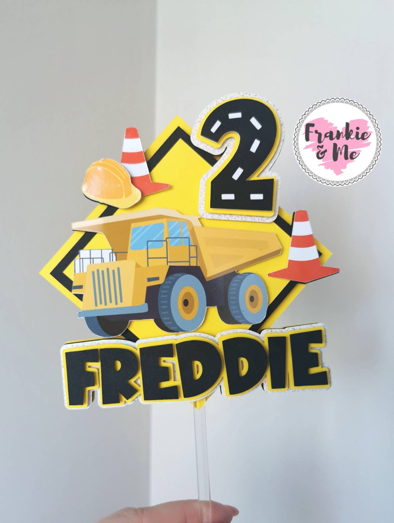 Personalised Construction Cake Topper Digger Cake Topper | Etsy UK