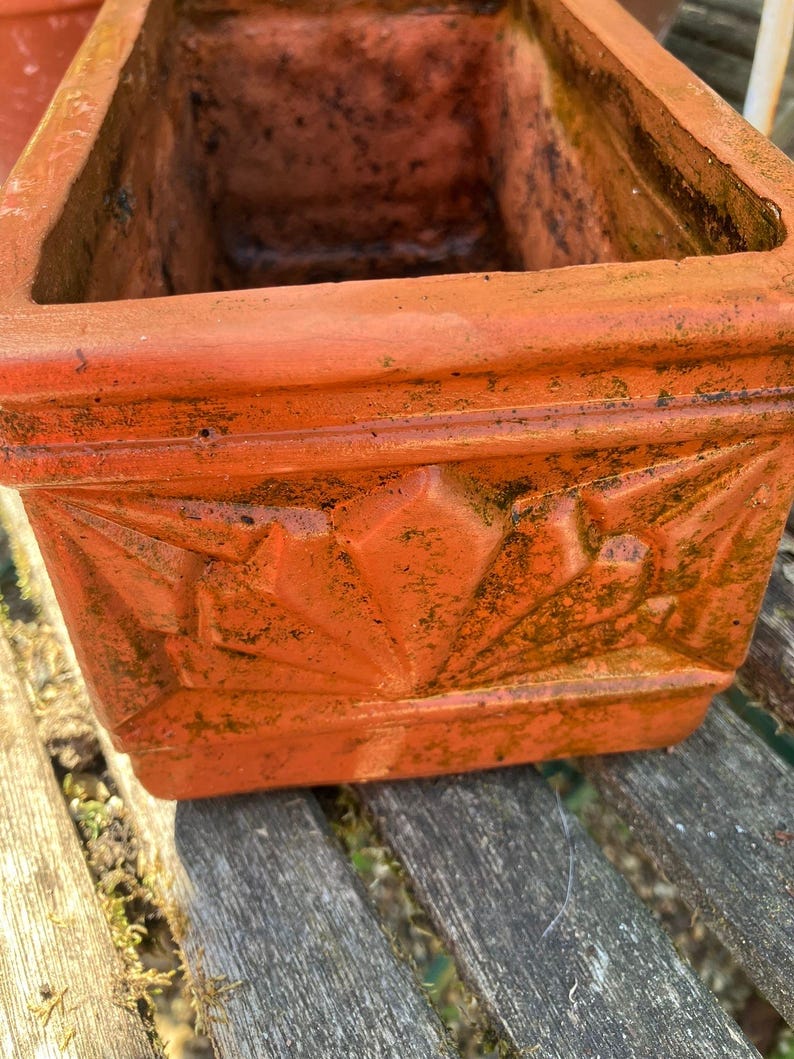 Beautiful Vintage Retro Art Deco Rectangular Terracotta Planter Flower ...
