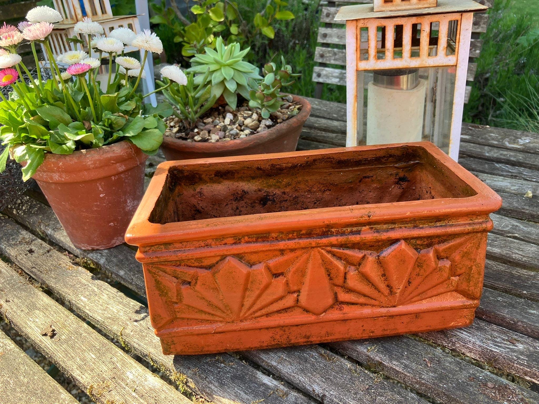 Beautiful Vintage Retro Art Deco Rectangular Terracotta Planter Flower ...