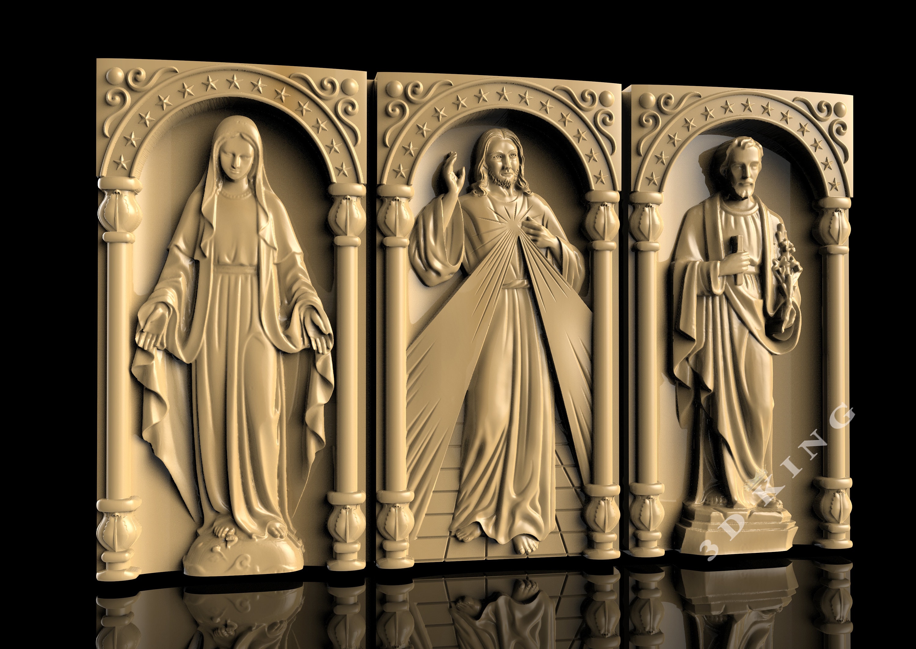 3D STL Model Catholic Trinity Pano Relief for CNC Router | Etsy