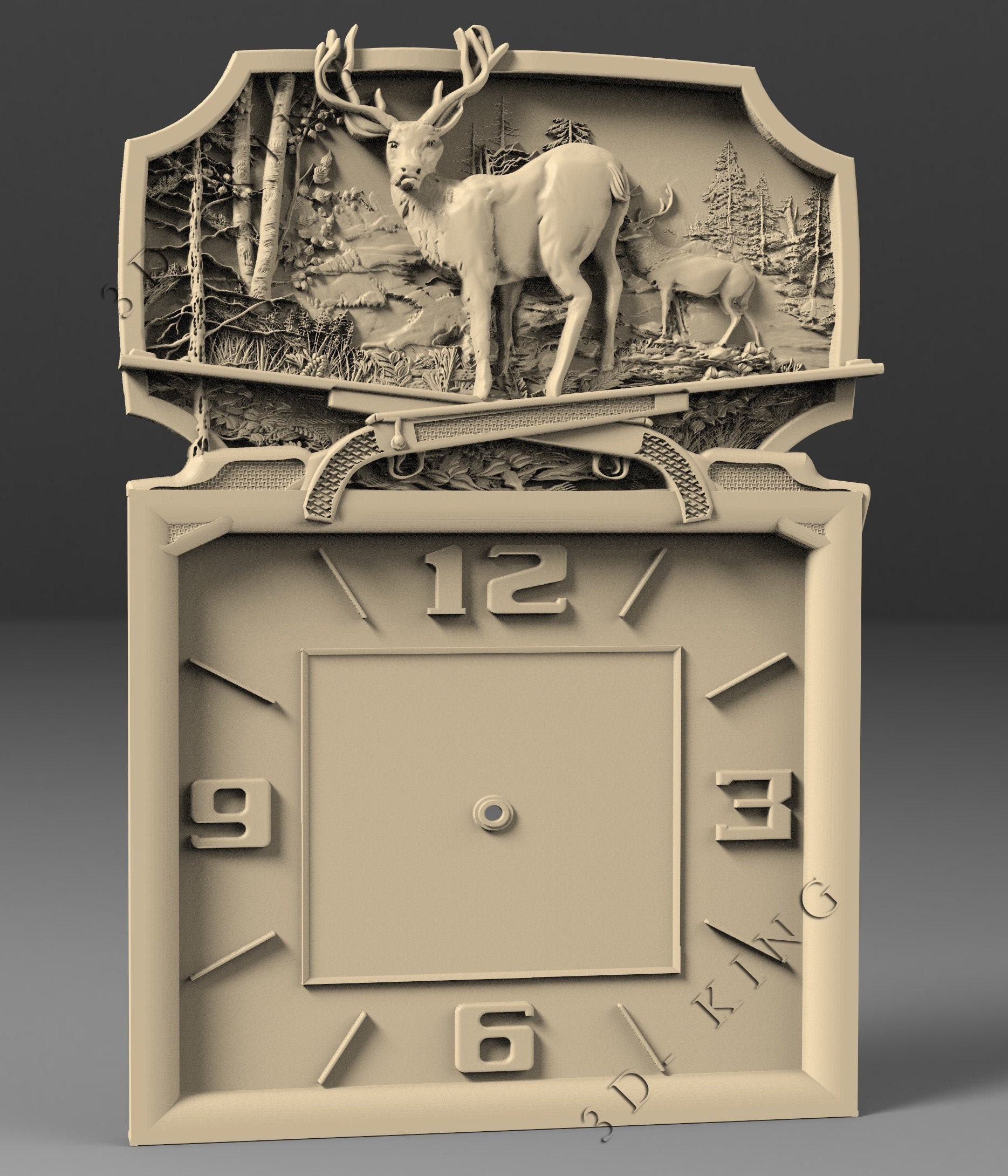 3d Stl Models Wall Clock Deer Hunting For Cnc Router Engraver Etsy