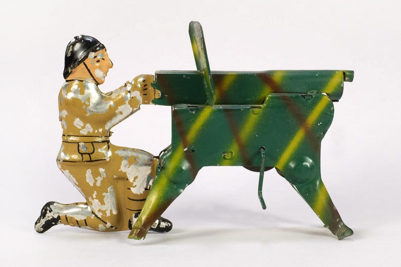 1920s Tin Toy Military Soldier With Machine Gun – Arnold Co., Germany ...