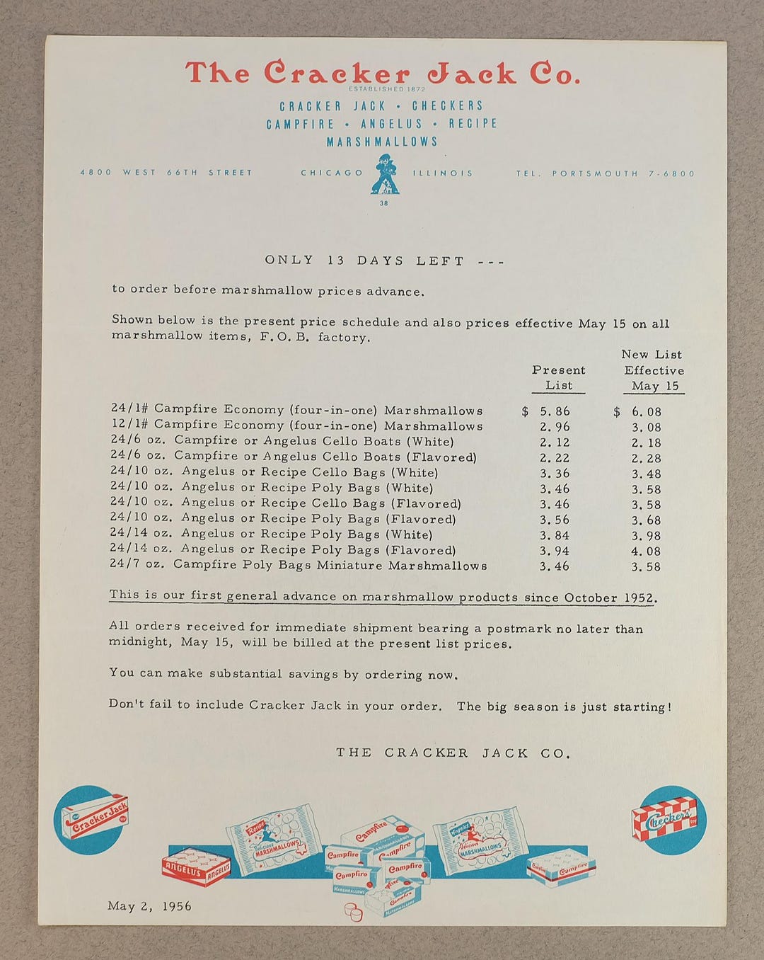 1956 Cracker Jack Checkers Confection Angelus Marshmallows Vintage Adv ...