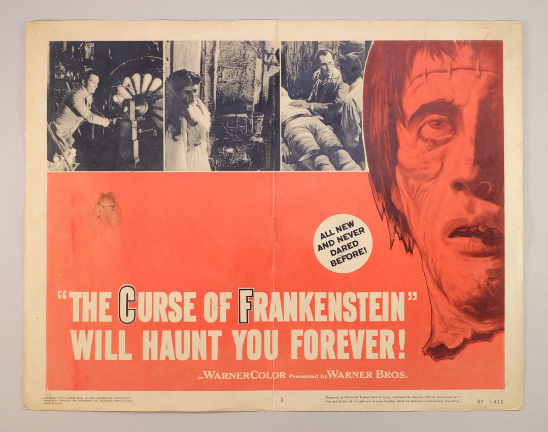 1957 the Curse of Frankenstein Vintage Original Movie Theatre Lobby ...