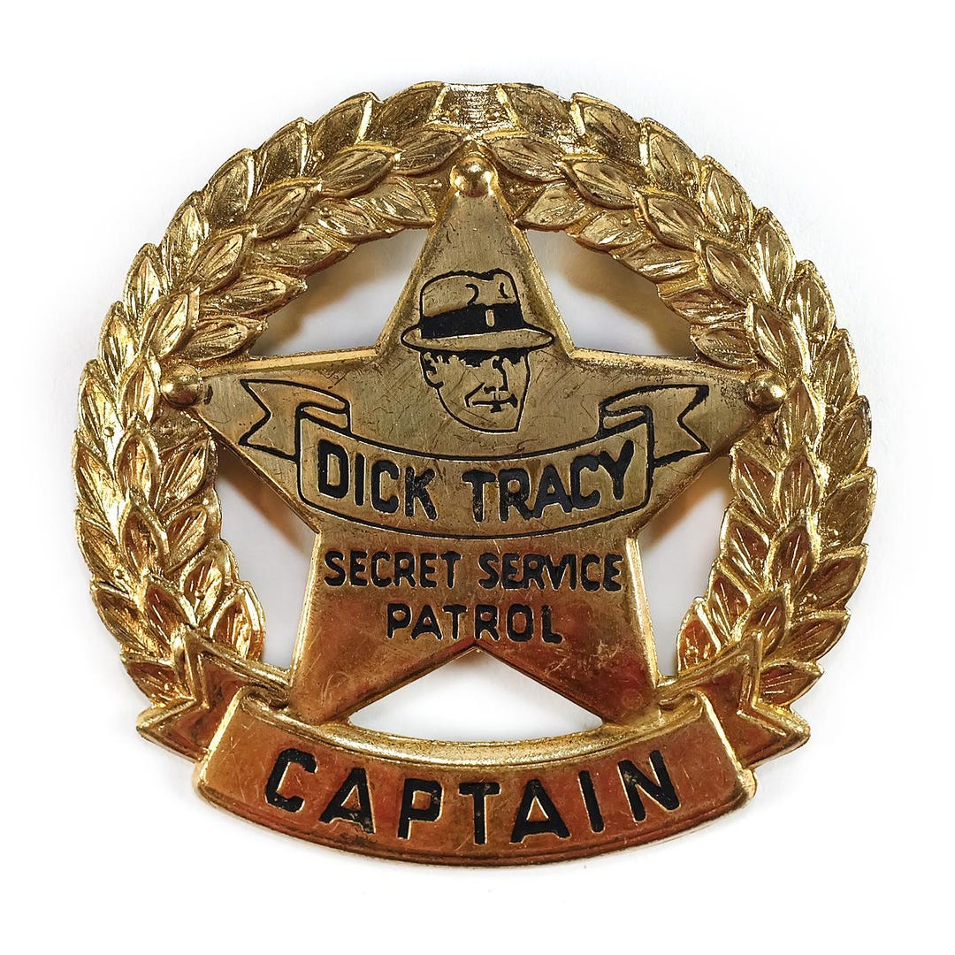 Dick Tracy Secret Service Patrol Captain Badge Pin 1938 Vintage Toy ...