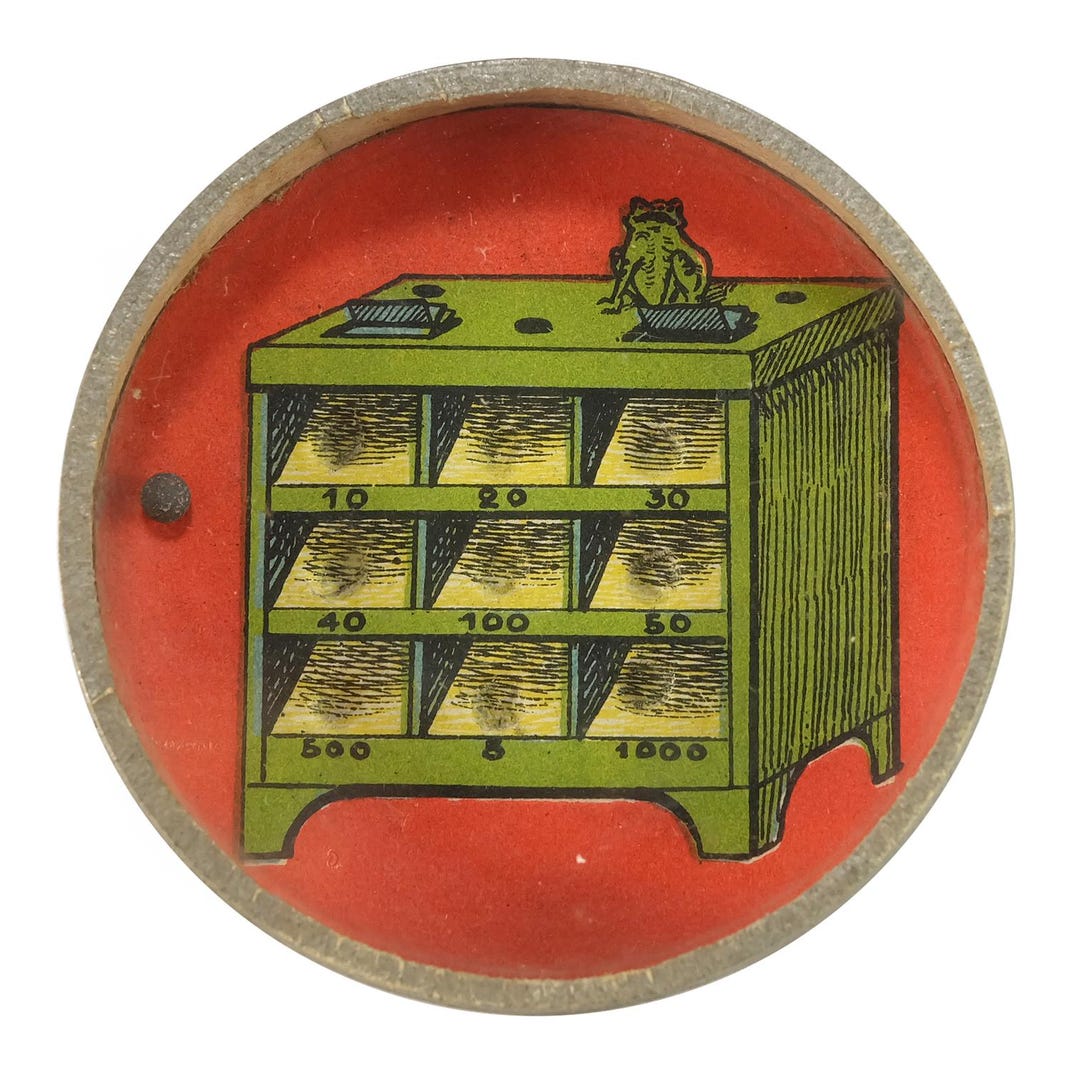 Jeu Du Tonneau Toad in the Hole Antique Toy Dexterity Bead Game W ...