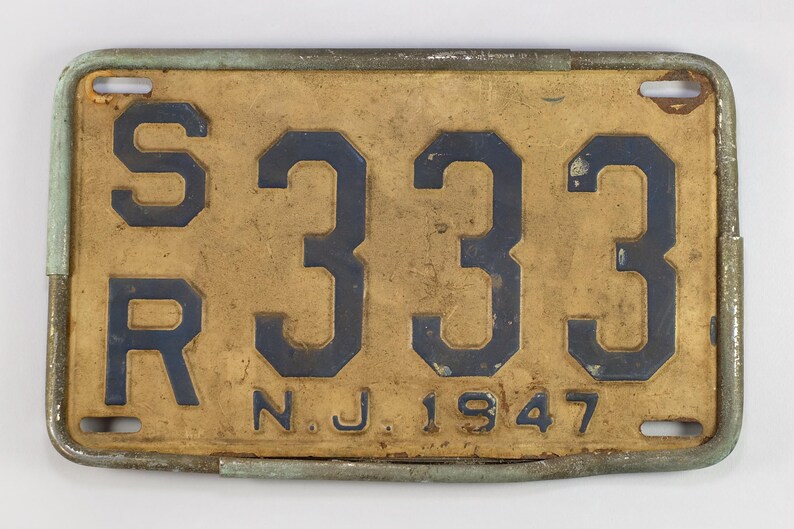 1947 New Jersey Vintage Automobile License Plate – SR 333 - Etsy