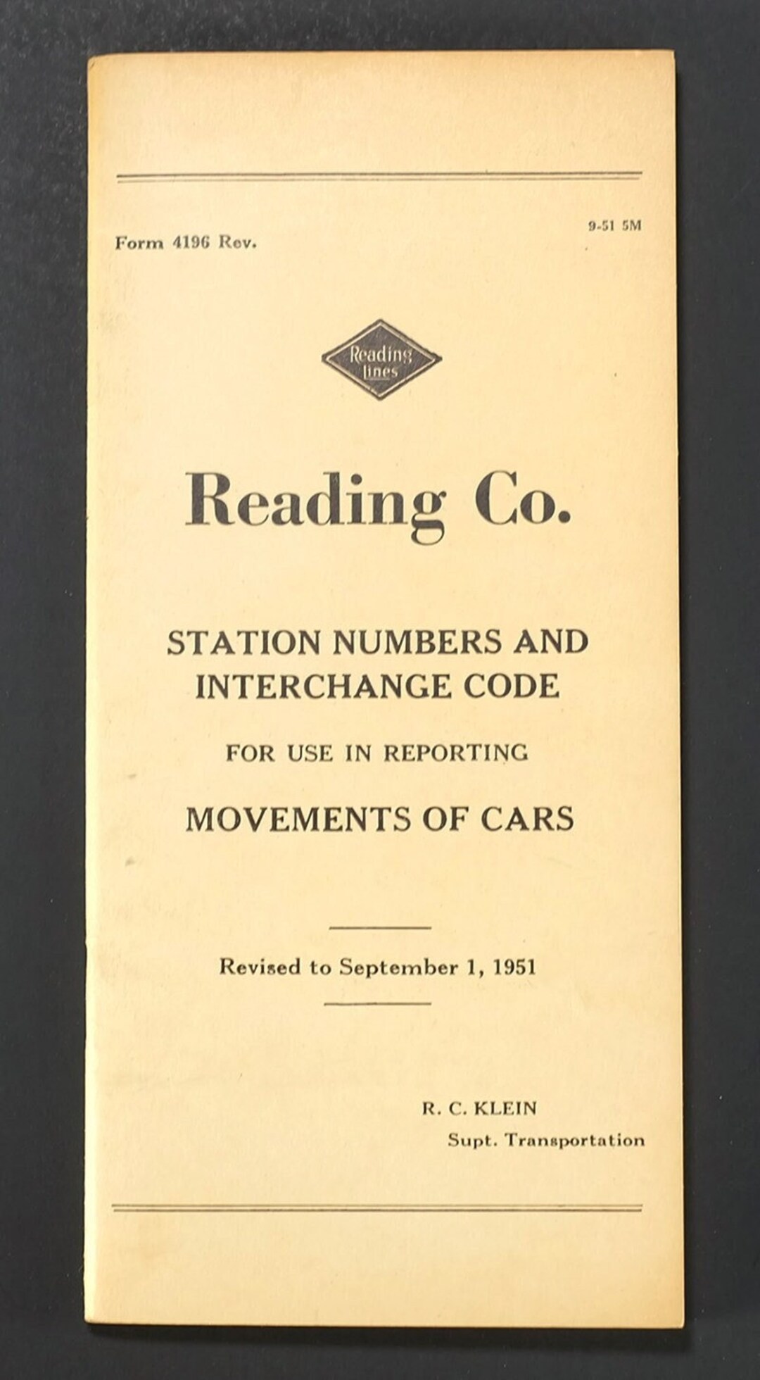 1951 Reading Lines Railroad Station Numbers & Interchange Code - Etsy