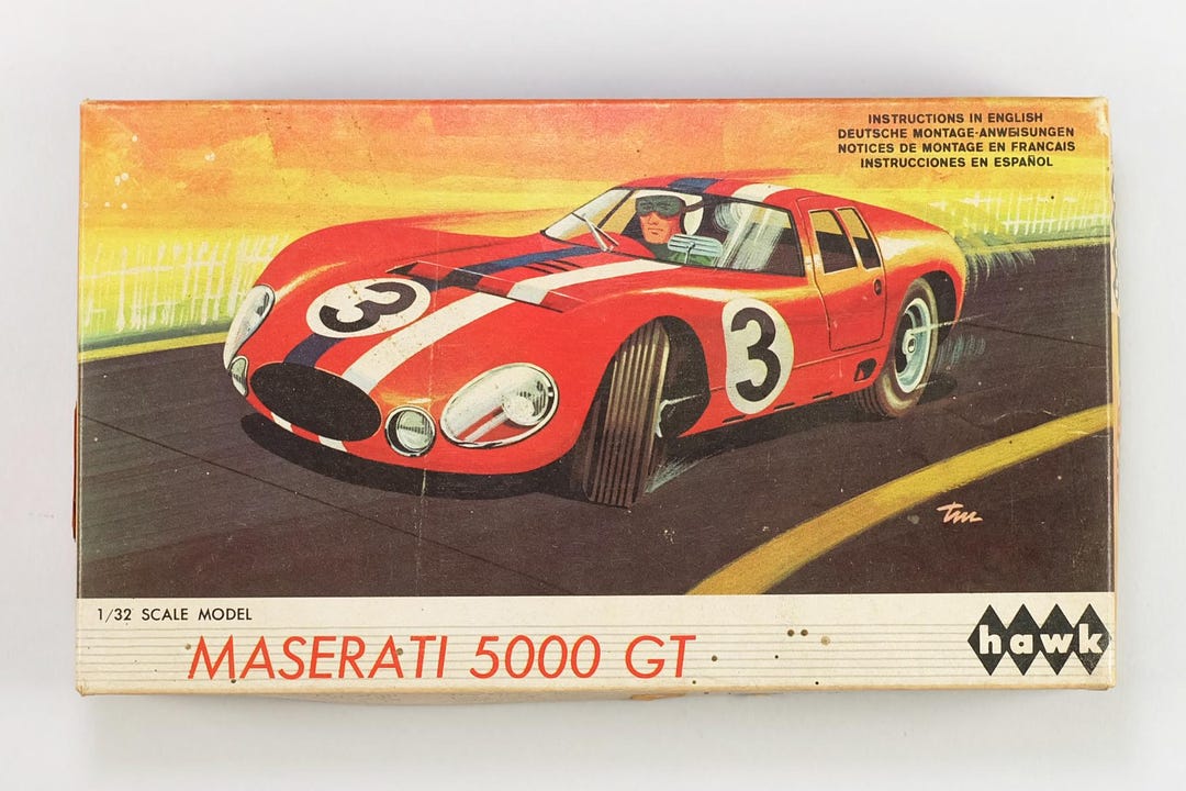Vintage 1965 Hawk Toy Maserati 5000 GT Model Kit / Slot Car Body ...