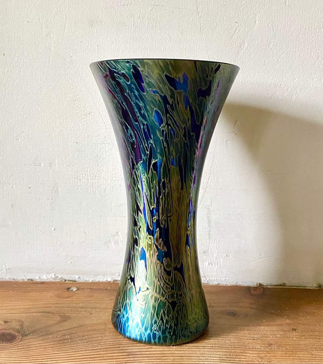 Vintage Iridescent Royal Brierley Studio Tall Glass Vase With Original ...