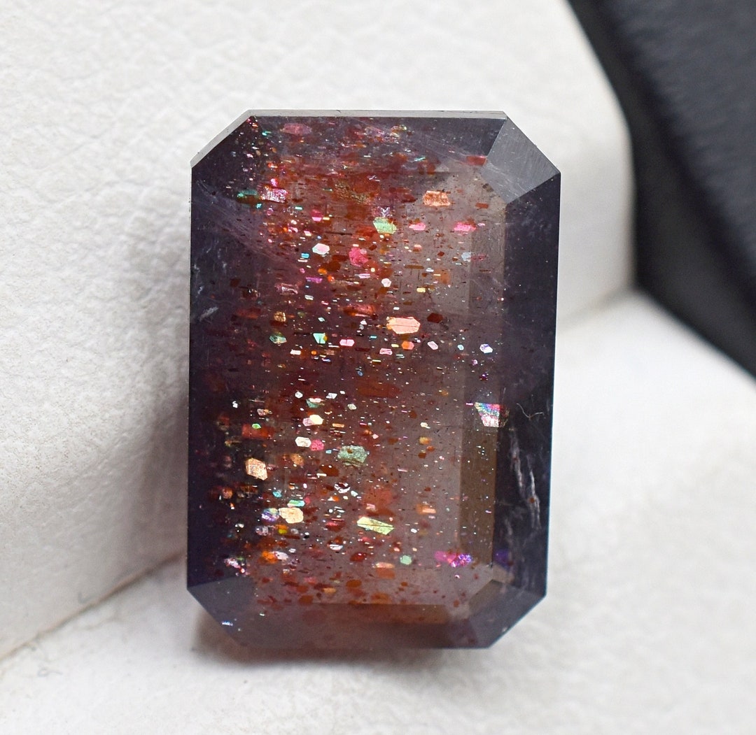 Multi Color Bloodshot Iolite Sunstone 8X12 MM Emerald Shape With Multi ...