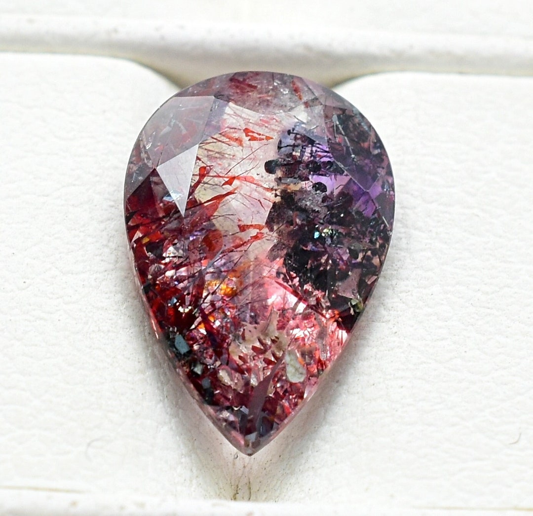 Rare ..SUPER SEVEN.. Gemstone With Amazing 7 Crystals Healing Stone ...