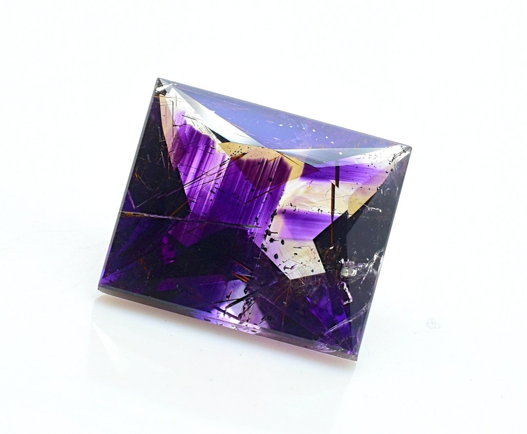 Princess Cut Moroccan Amethyst Rutilated With Sparkling Hematite ...