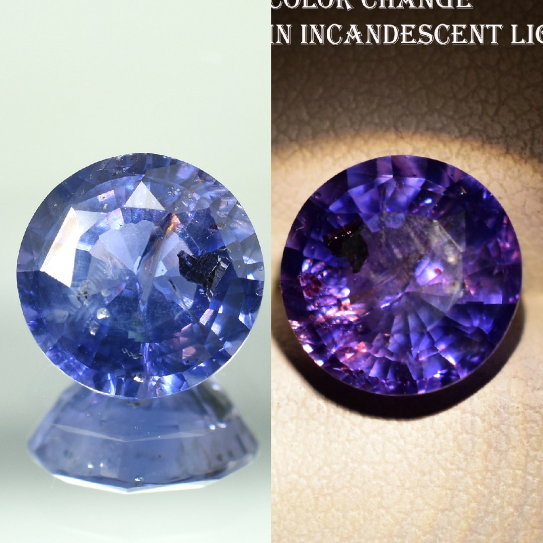 Rare Color Change Blue Sapphire 9.4 MM Round 3.84 Carats Blue - Etsy