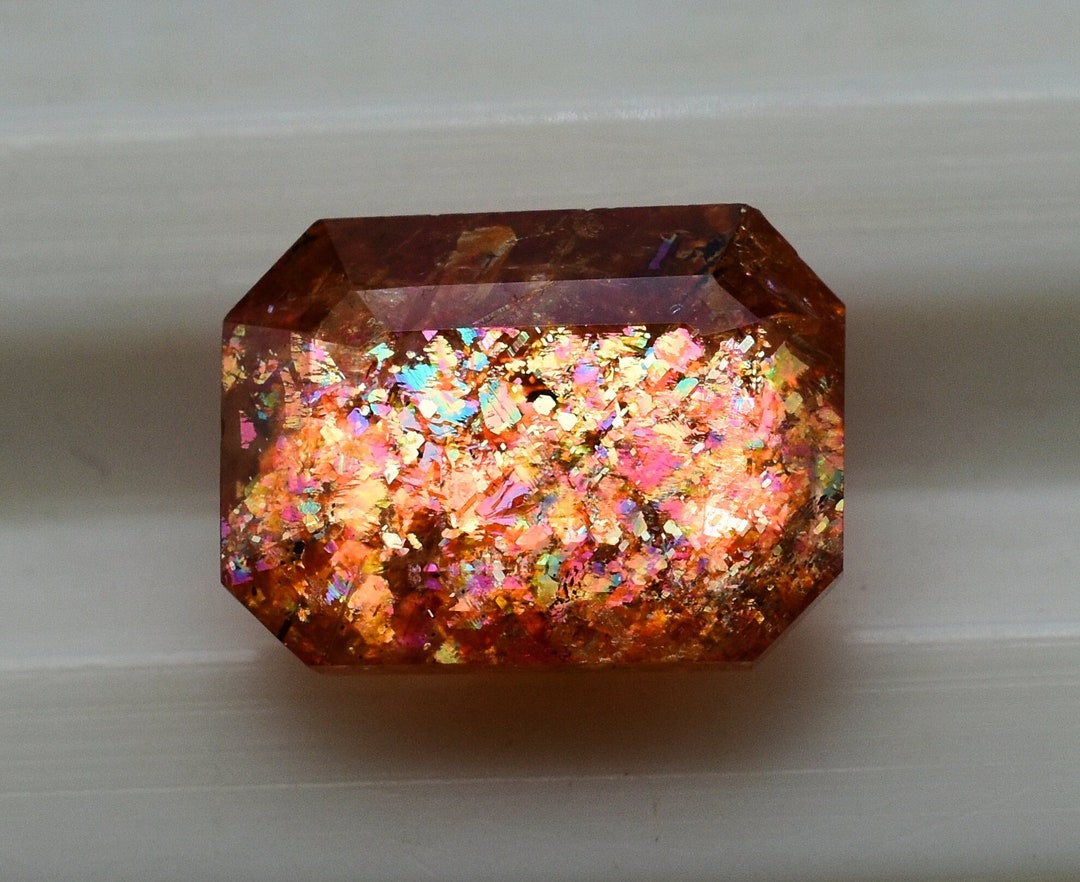 Flashy Natural Multi Flakes Sunstone 6X8 MM 1.65 Carats Filled With ...