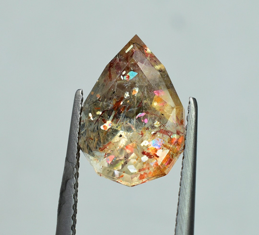 Precision Cut CONFETTI SUNSTONE With Sparkling Flakes 8.8X13 MM Filled ...