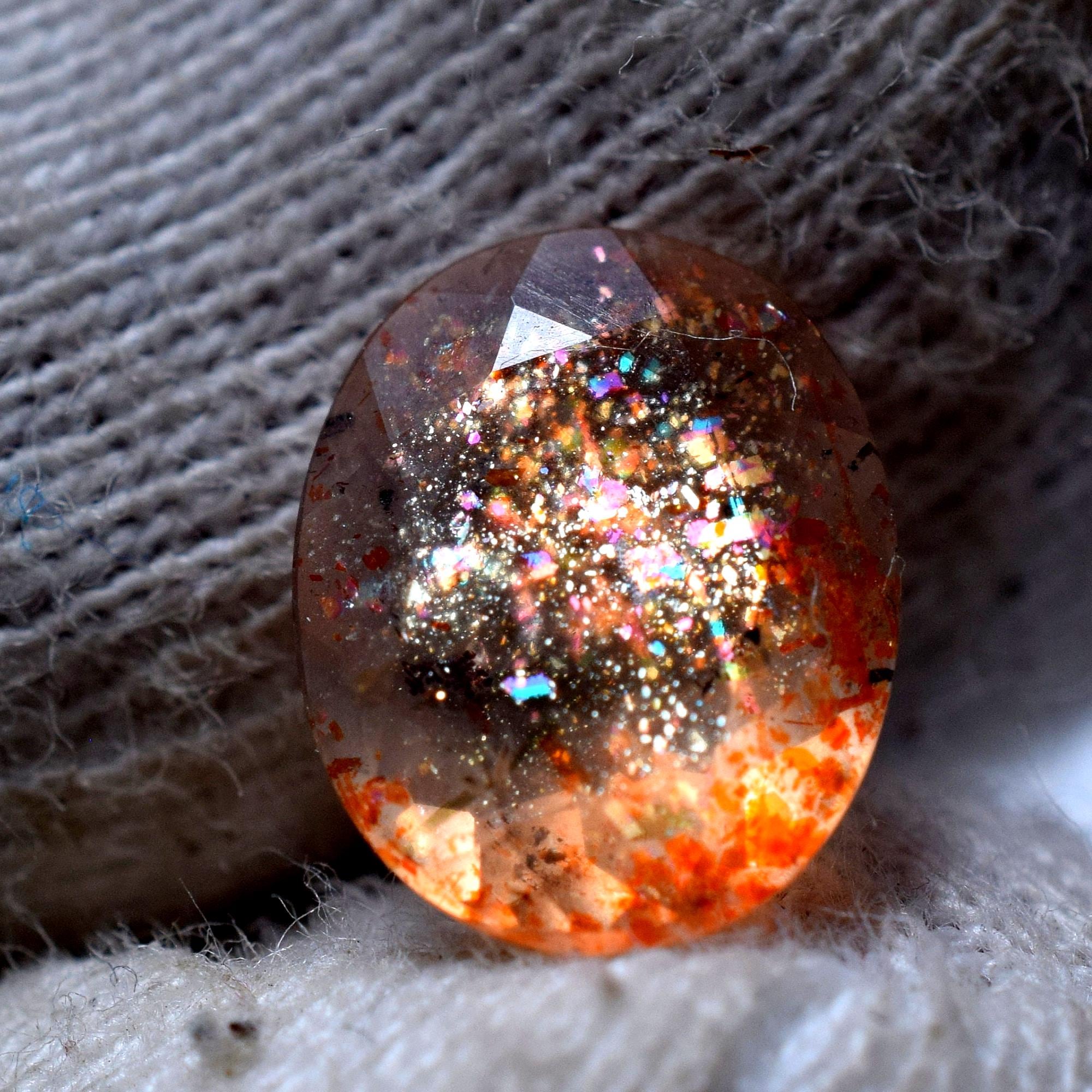 Multi Flakes Confetti Sunstone 8x10 MM 1.96 Ct Filled With Rainbow ...