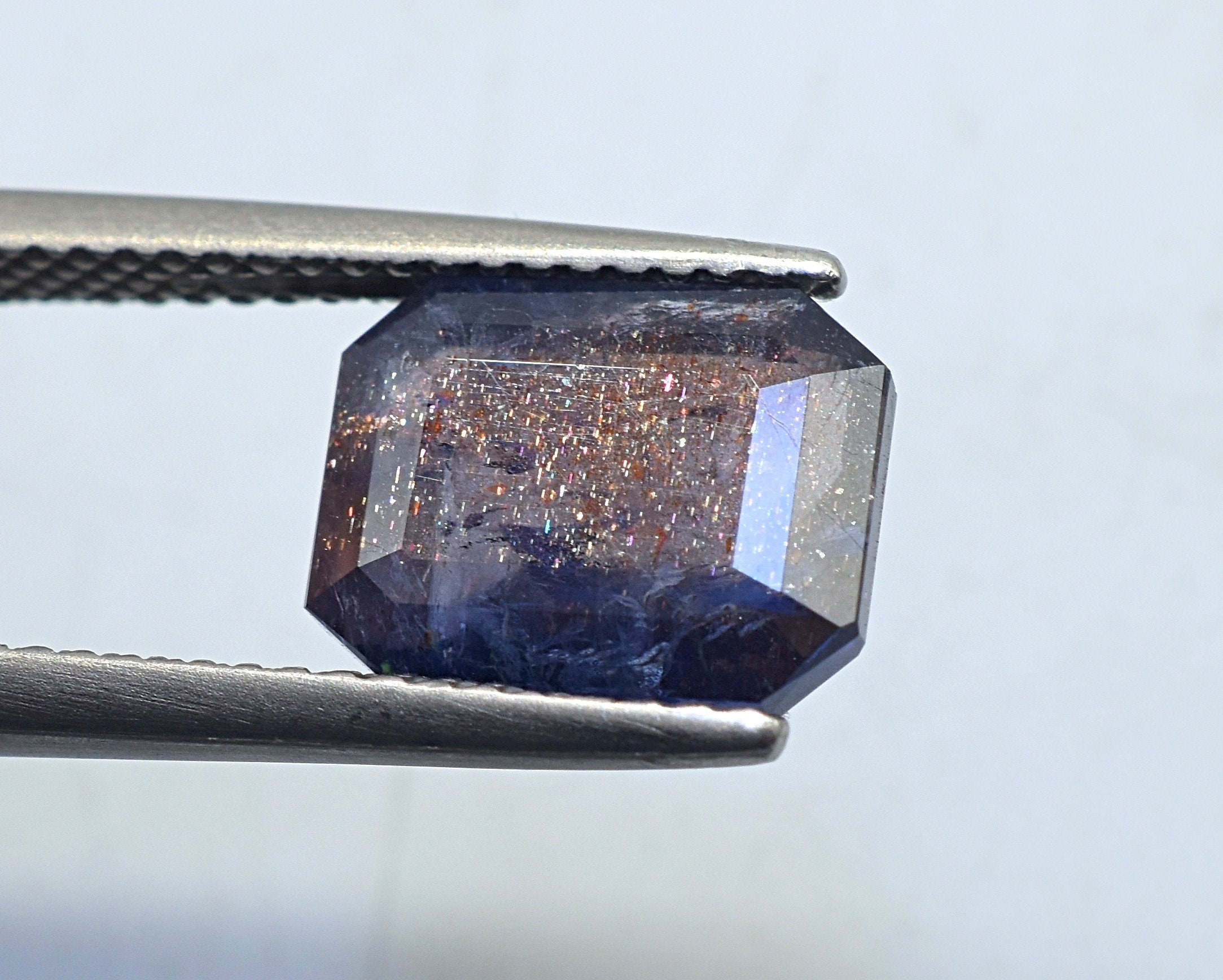 Multi Color Bloodshot Iolite Sunstone 8X10 MM Emerald Cut With | Etsy