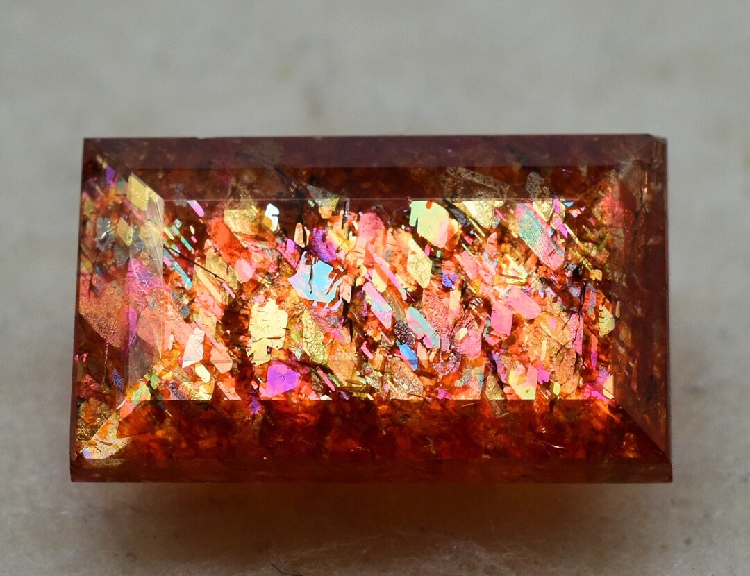 Matrix Multi Flakes Sunstone 7X12 MM 4.21 Carats Filled With Colorful ...