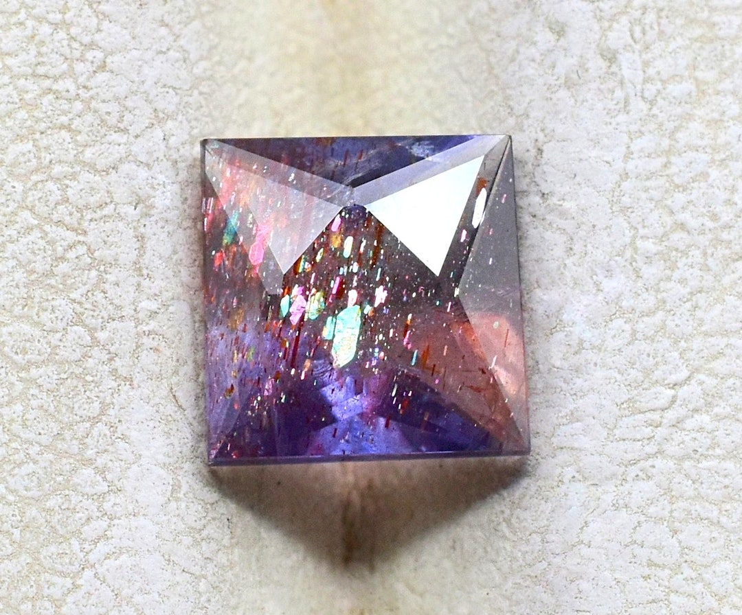 Bio-color Bloodshot Iolite Sunstone 6 MM Princess Cut With Multi ...