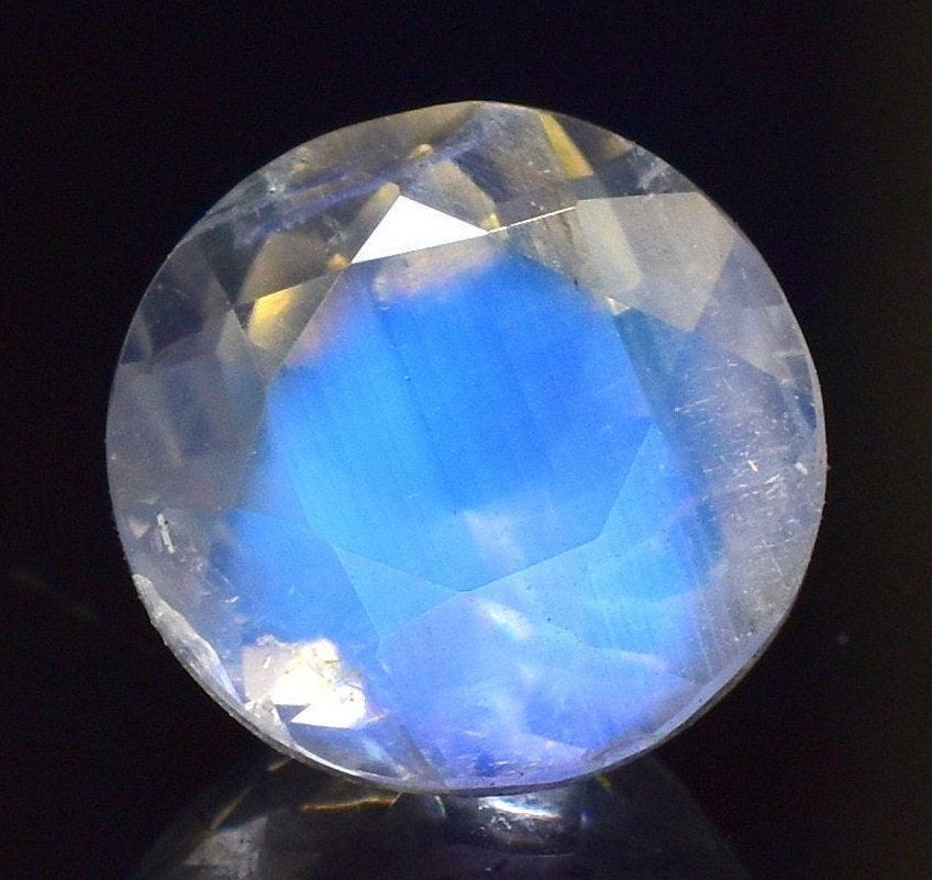 Radiant Blue Rainbow Moonstone 7 MM 1.25 Carat Round Cut | Etsy
