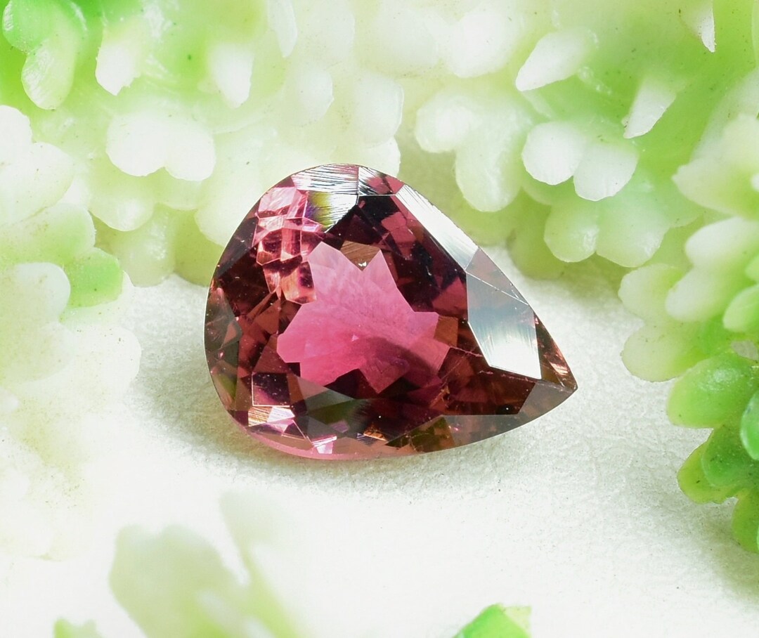 Natural Rose Pink Tourmaline 7X9 MM Pear Shape 1.58 Carats Perfectly ...