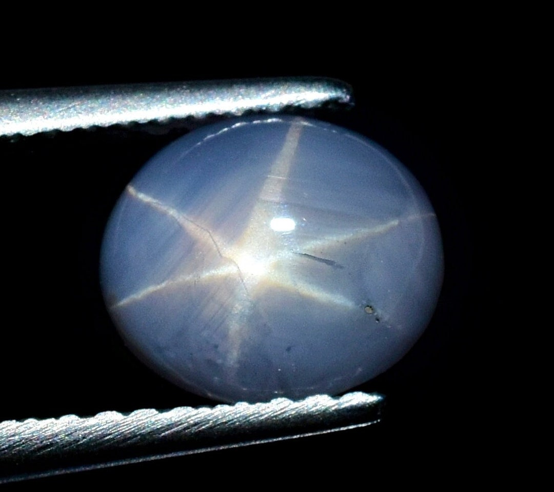 Natural Ceylon Star Sapphire 6.5X7.7 MM Six-point-rays Oval Cabochon 2 ...